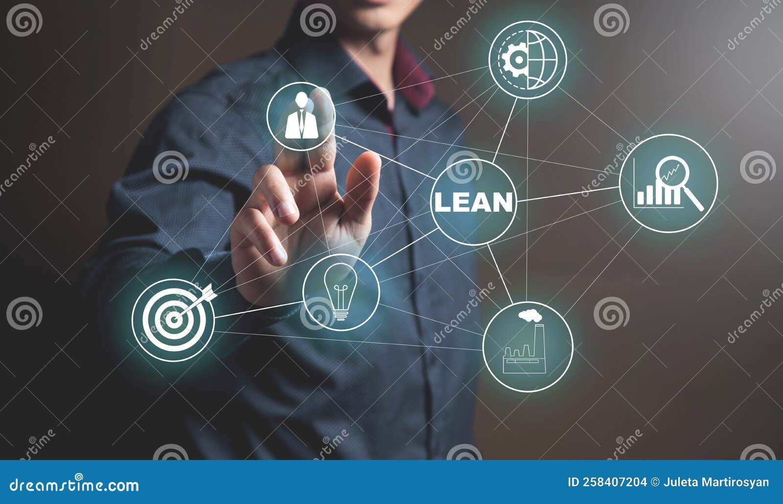 LEAN and Icons on Virtual Screen Stock Photo - Image of diagram, finger ...