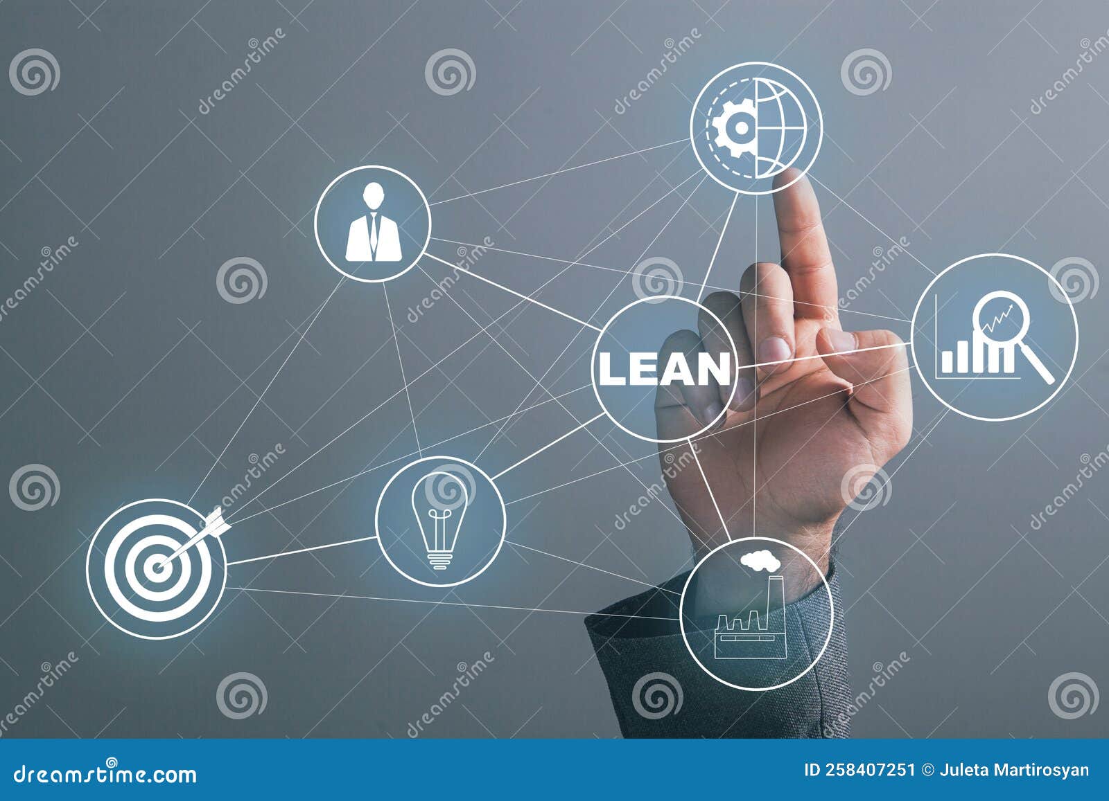 LEAN and Icons on Virtual Screen Stock Illustration - Illustration of ...