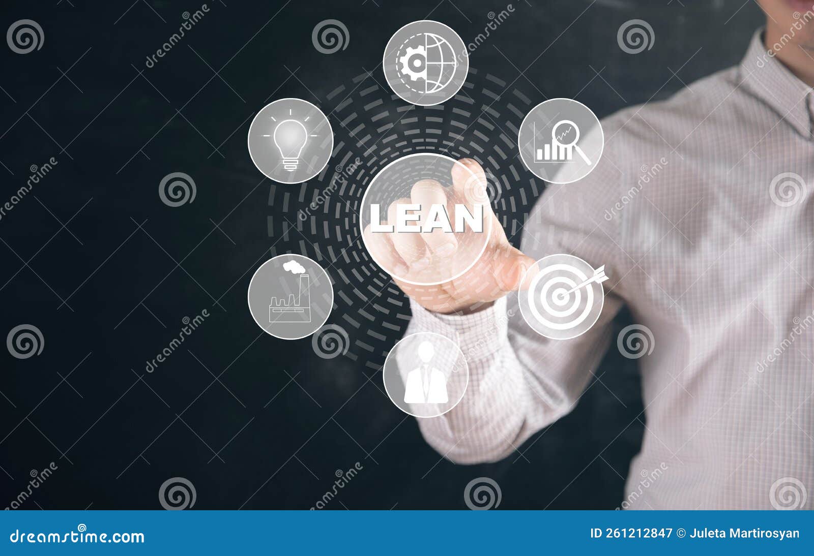 LEAN and Icons on Virtual Screen Stock Image - Image of efficiency ...