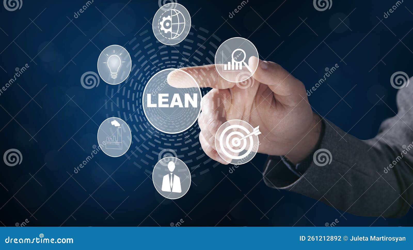 LEAN and Icons on Virtual Screen Stock Photo - Image of analysis ...