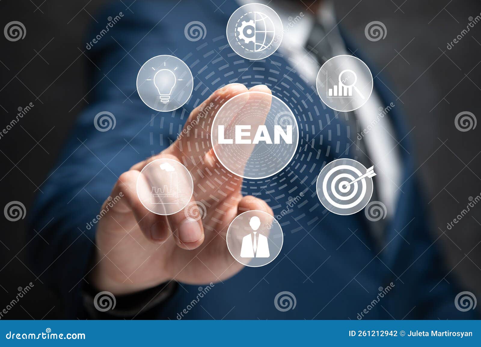 LEAN and Icons on Virtual Screen Stock Photo - Image of development ...
