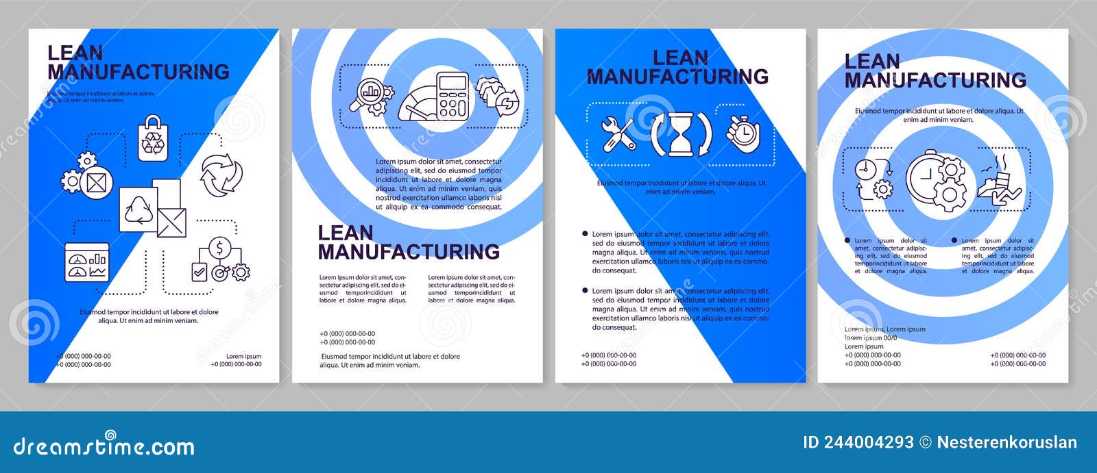 Lean Manufacturing Blue Brochure Template Stock Vector - Illustration ...