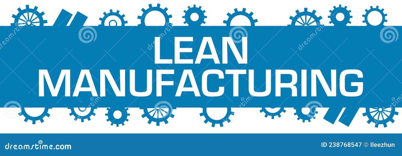 Lean Manufacturing Blue Gears Top Bottom Horizontal Stock Illustration ...