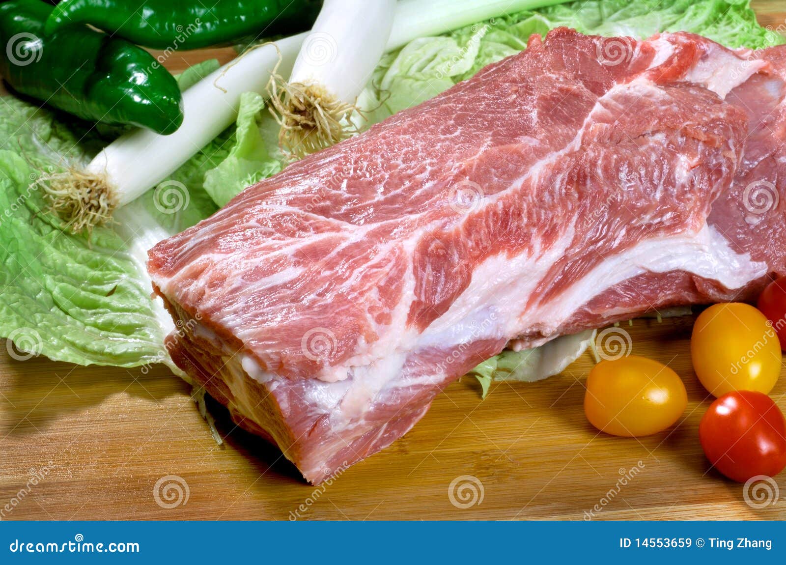 Lean Pork stock image. Image of meal, green, lunch, steak - 14553659