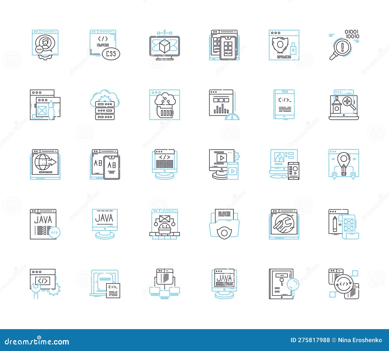 Lean Programming Linear Icons Set Efficiency Optimization Streamlining Kaizen Minimalism
