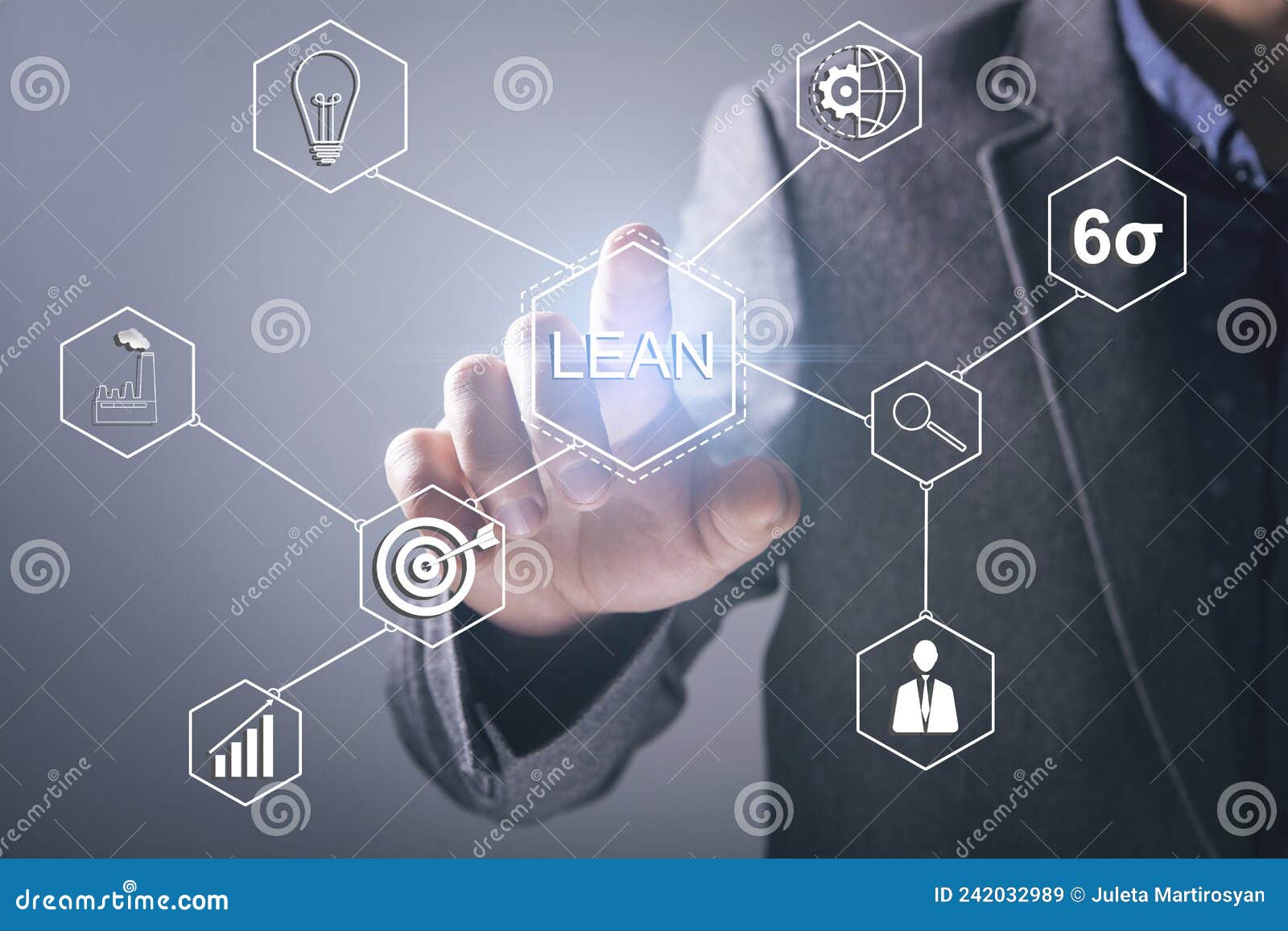 On the LEAN Screen. Man Tapping on the Screen Stock Image - Image of ...
