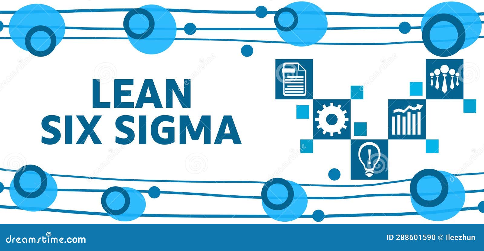Lean Six Sigma Blue Lines Boxes Business Symbols Stock Illustration ...