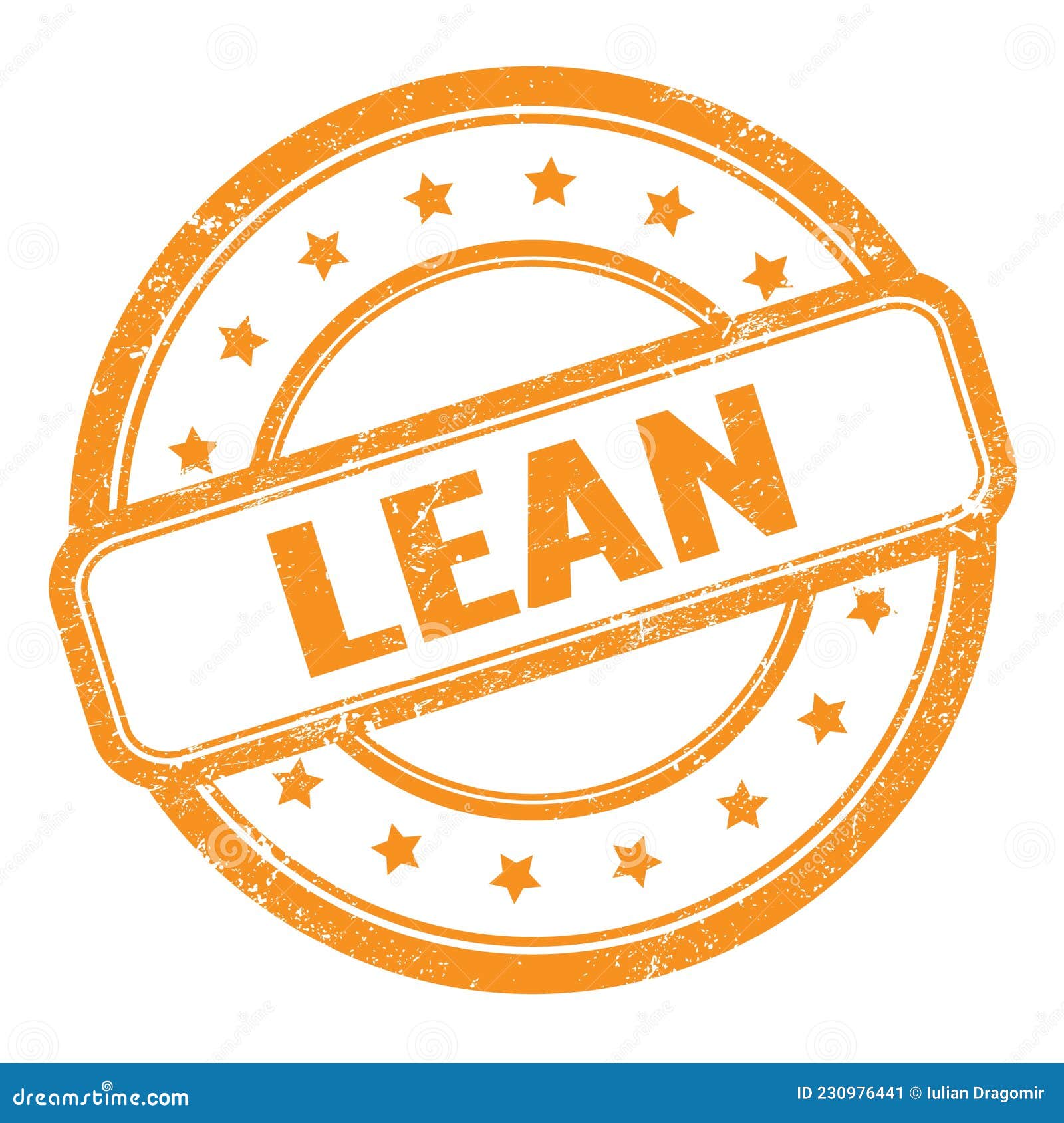 LEAN Text on Orange Grungy Vintage Round Stamp Stock Illustration ...