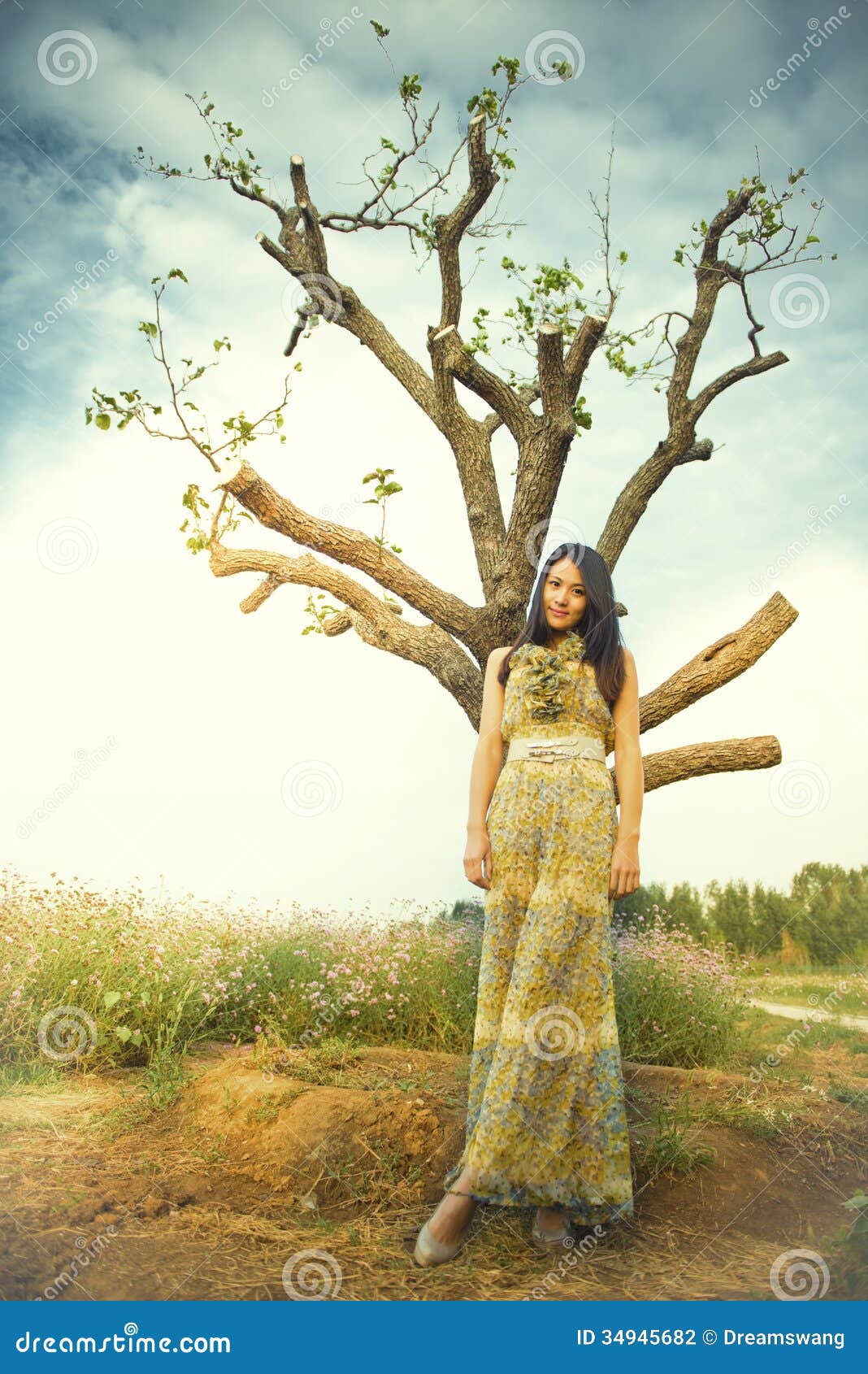 Lean on a Tree stock photo. Image of person, girl, background - 34945682