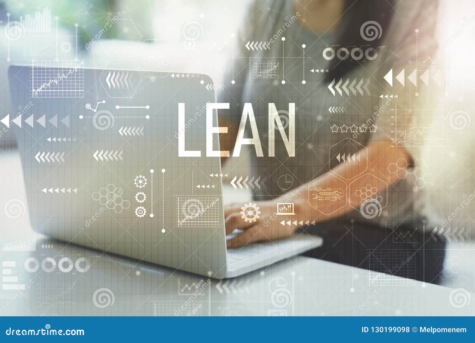 Lean with Woman Using Laptop Stock Illustration - Illustration of chart ...