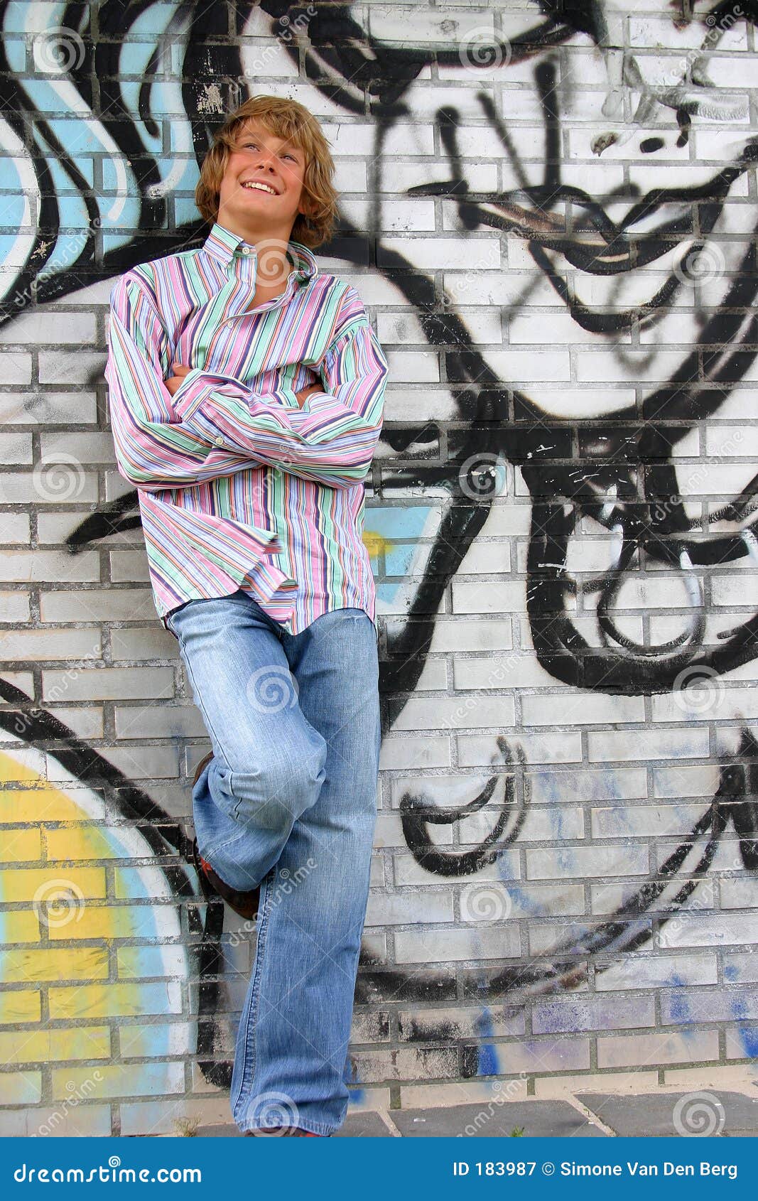 Leaning against the wall stock image. Image of pleasure - 183987