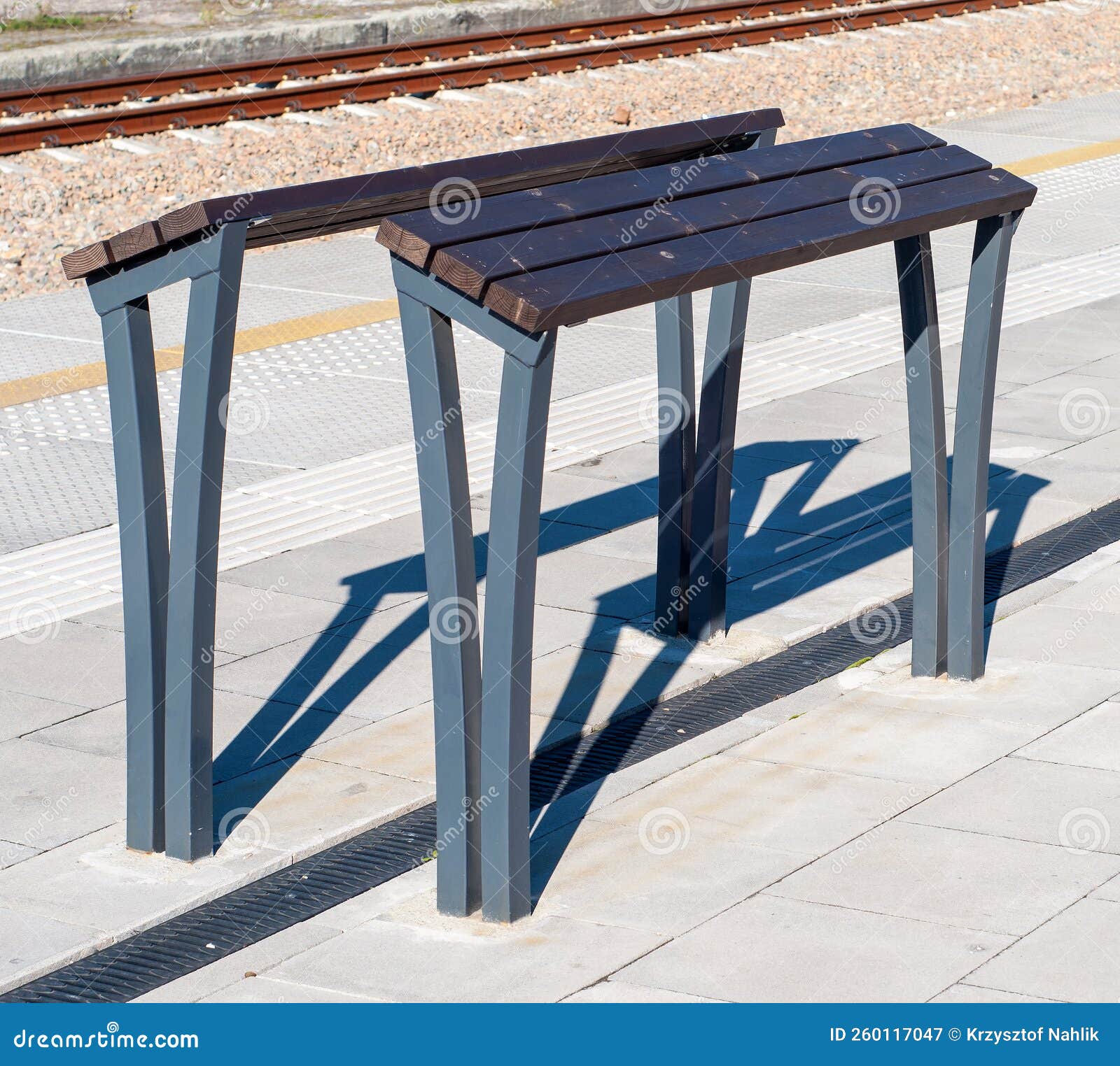 Leaning Benches on the Platform of a Railway Station Stock Image ...