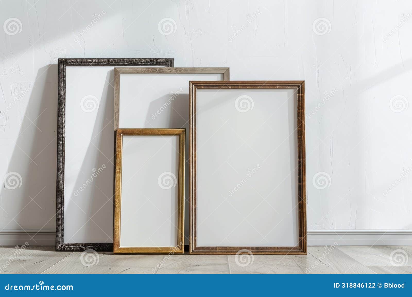 Leaning Empty Picture Frames Against Wall Stock Photo - Image of ...