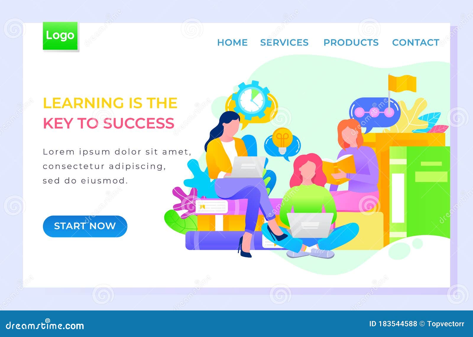 Leaning is Key To Success, Workers Studying Web Stock Vector ...