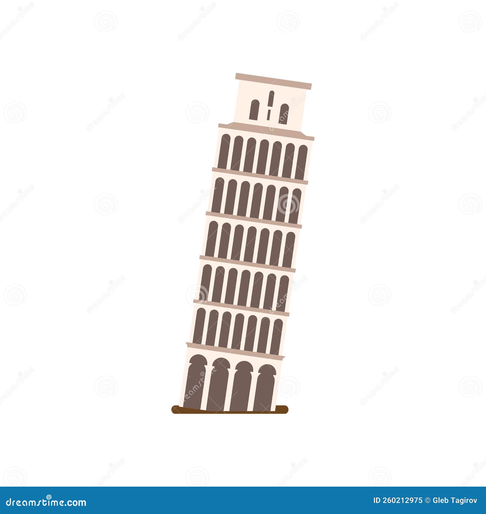 Leaning Pisa Tower stock vector. Illustration of vector - 260212975