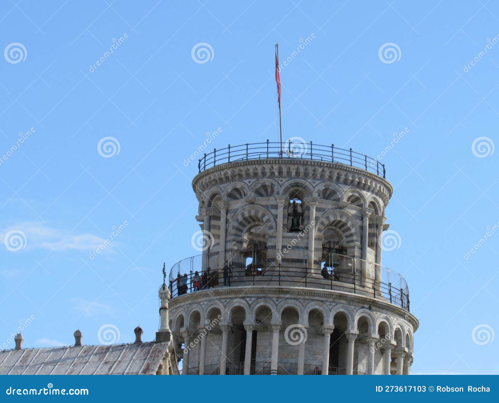 Top of Tower of Pisa Seen from Duomo Square. Stock Image - Image of ...