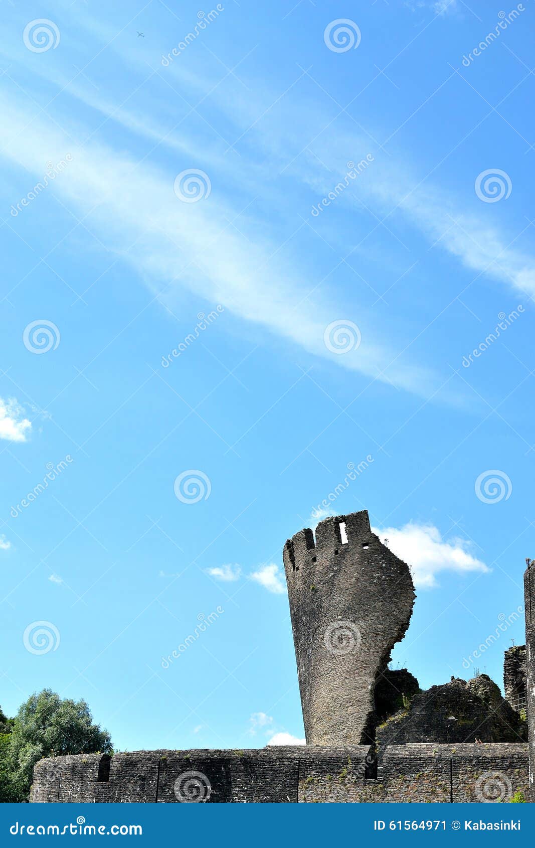 The Leaning Tower of Caerphilly Castle in Wales Stock Image - Image of ...