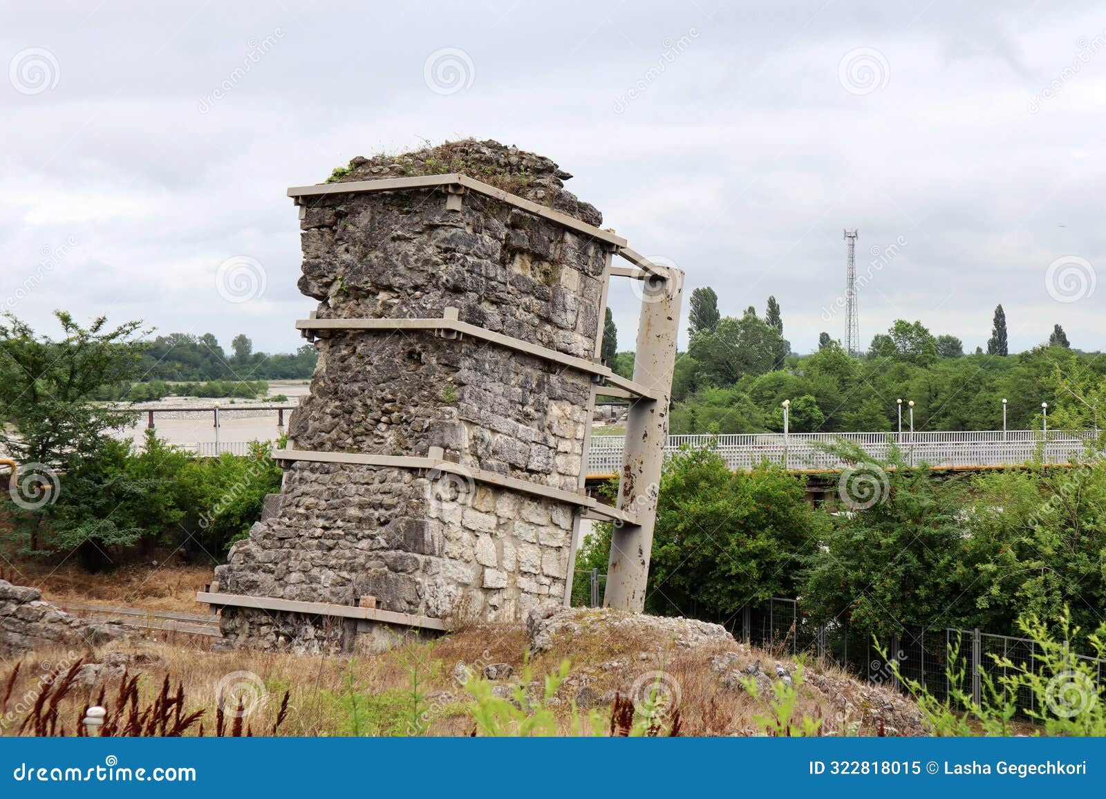 The Leaning Tower of the Castle Stock Image - Image of tower, stone ...