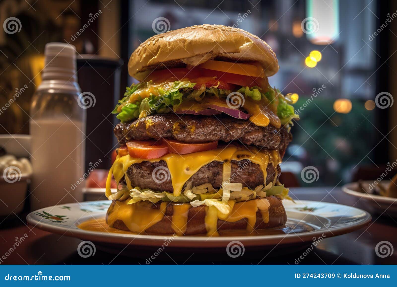 Leaning Tower Hamburger, Created with Generative AI Technology Stock ...