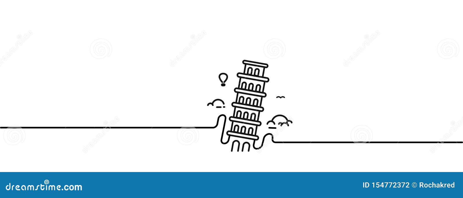 Leaning Tower Hand Drawn, Pisa - Outline for Design Stock Vector ...