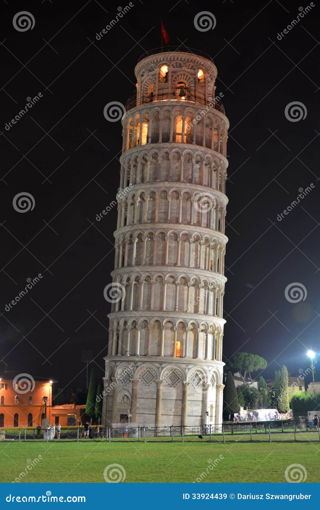The Leaning Tower by Night on Square of Miracles in Pisa, Tuscany ...