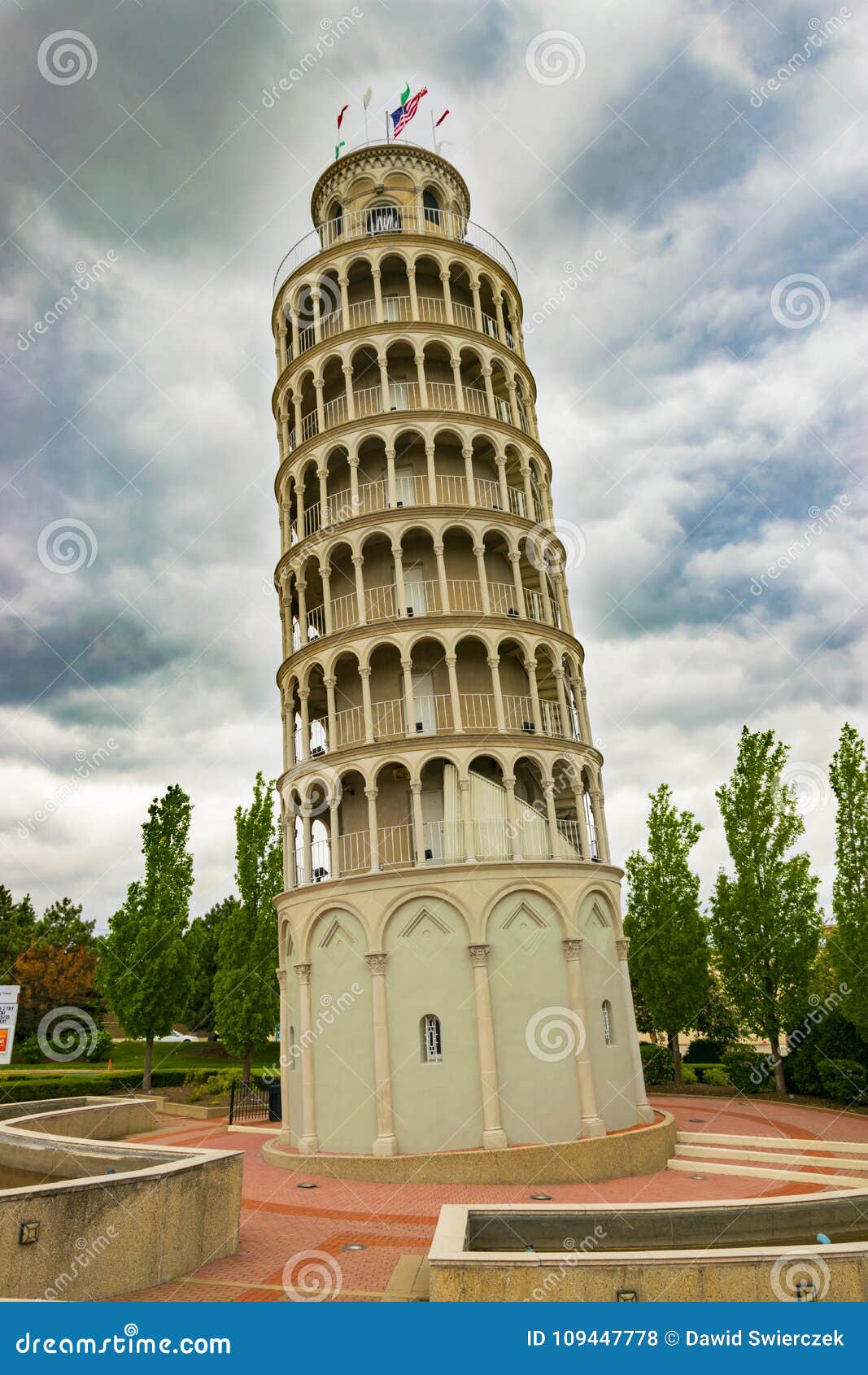 Leaning Tower of Niles stock photo. Image of weather - 109447778