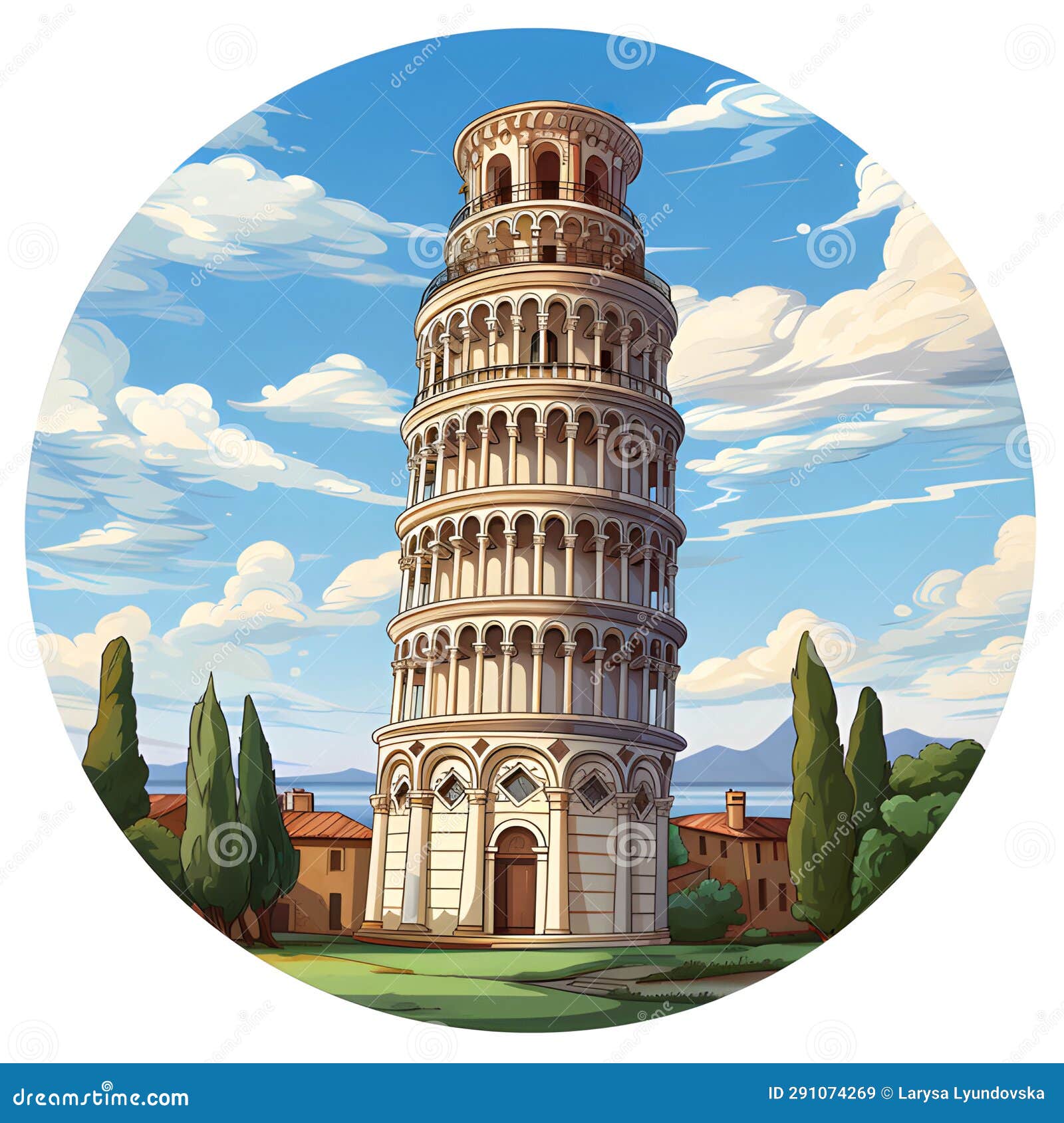 Leaning Tower of Pisa Cartoon Style Illustration Stock Illustration ...