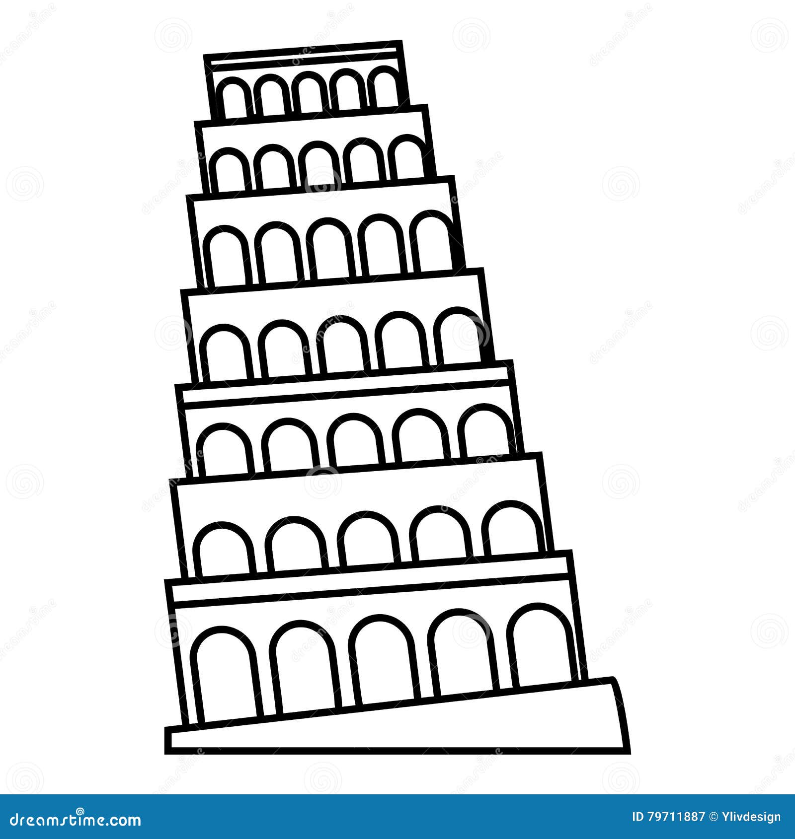 Leaning Tower of Pisa Icon, Outline Style Stock Vector - Illustration ...