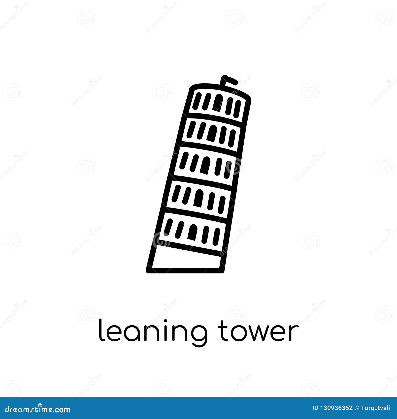 Leaning Tower of Pisa Icon. Trendy Modern Flat Linear Vector Lea Stock ...