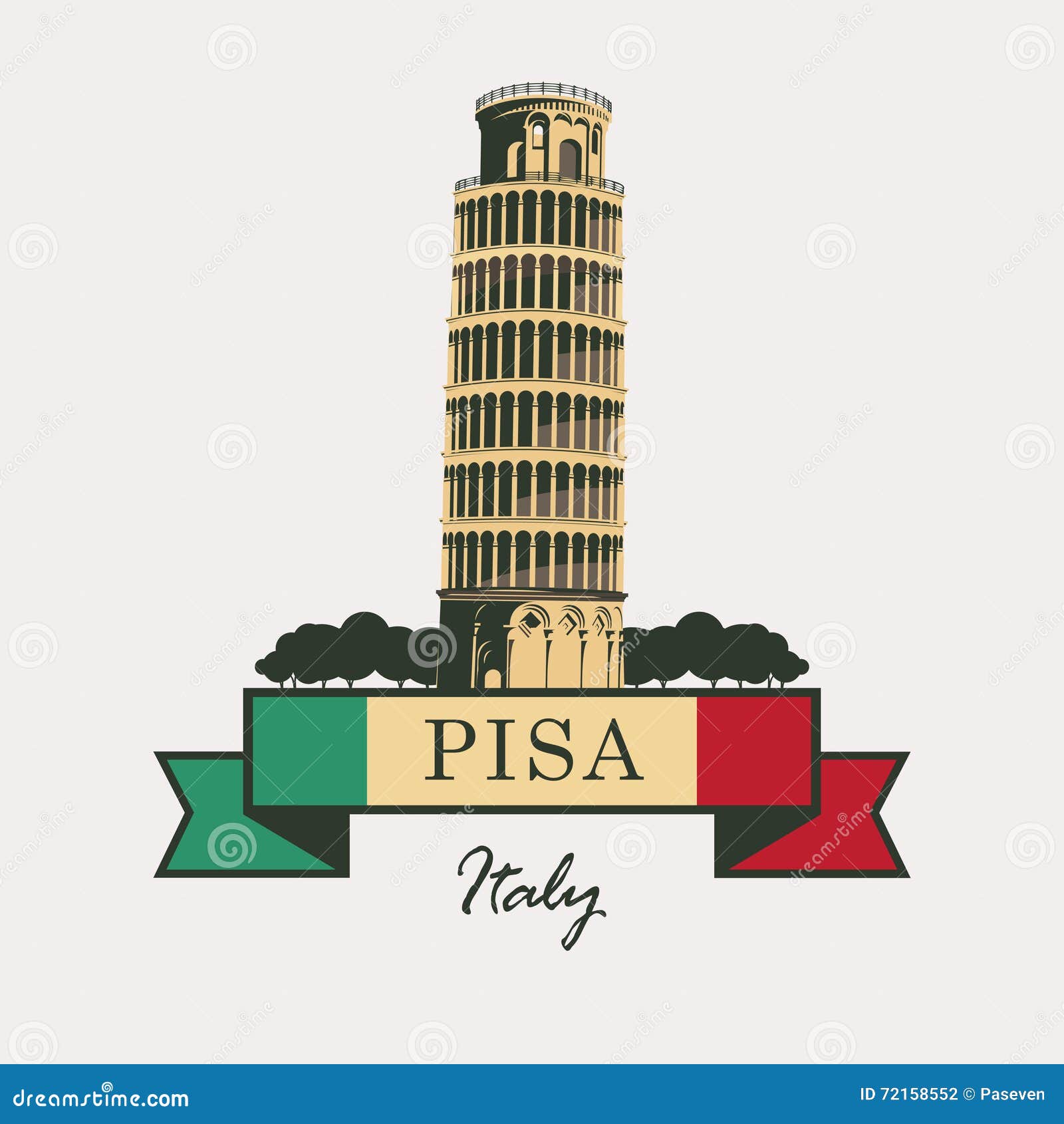 Leaning Tower of Pisa stock vector. Illustration of vector - 72158552