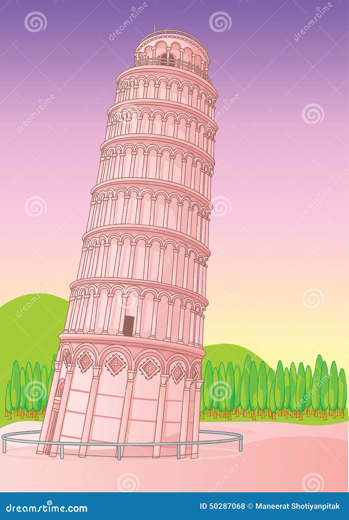 Leaning Tower of Pisa Italy. Illustration Stock Illustration ...