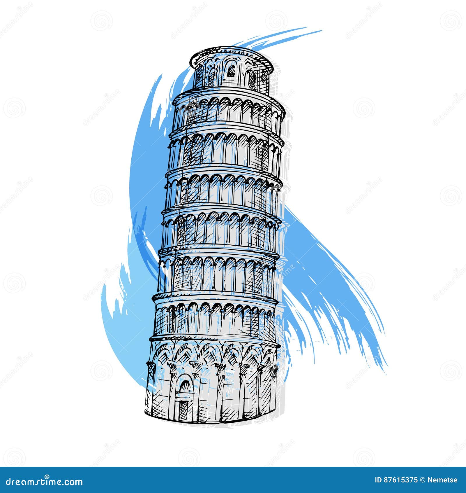 Leaning Tower of Pisa, Italy. Stock Vector - Illustration of arch ...