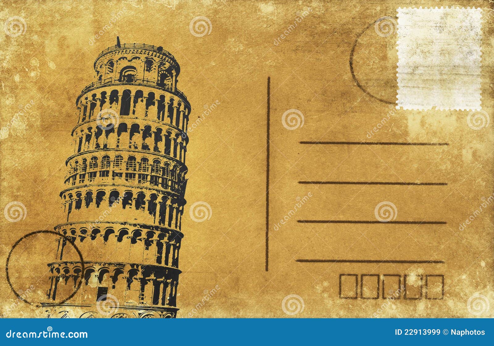 Leaning Tower of Pisa Postcard Stock Illustration - Illustration of ...