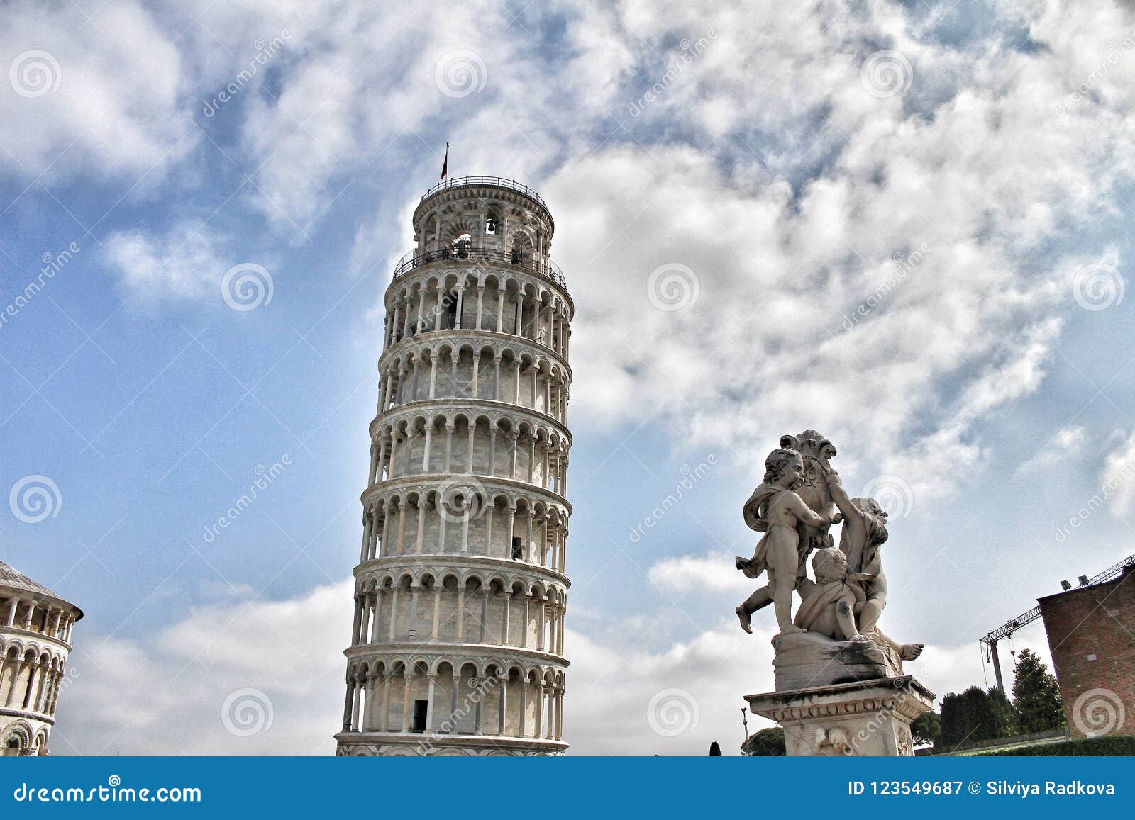 The Leaning Tower of Pisa and a Statue Stock Image - Image of tower ...