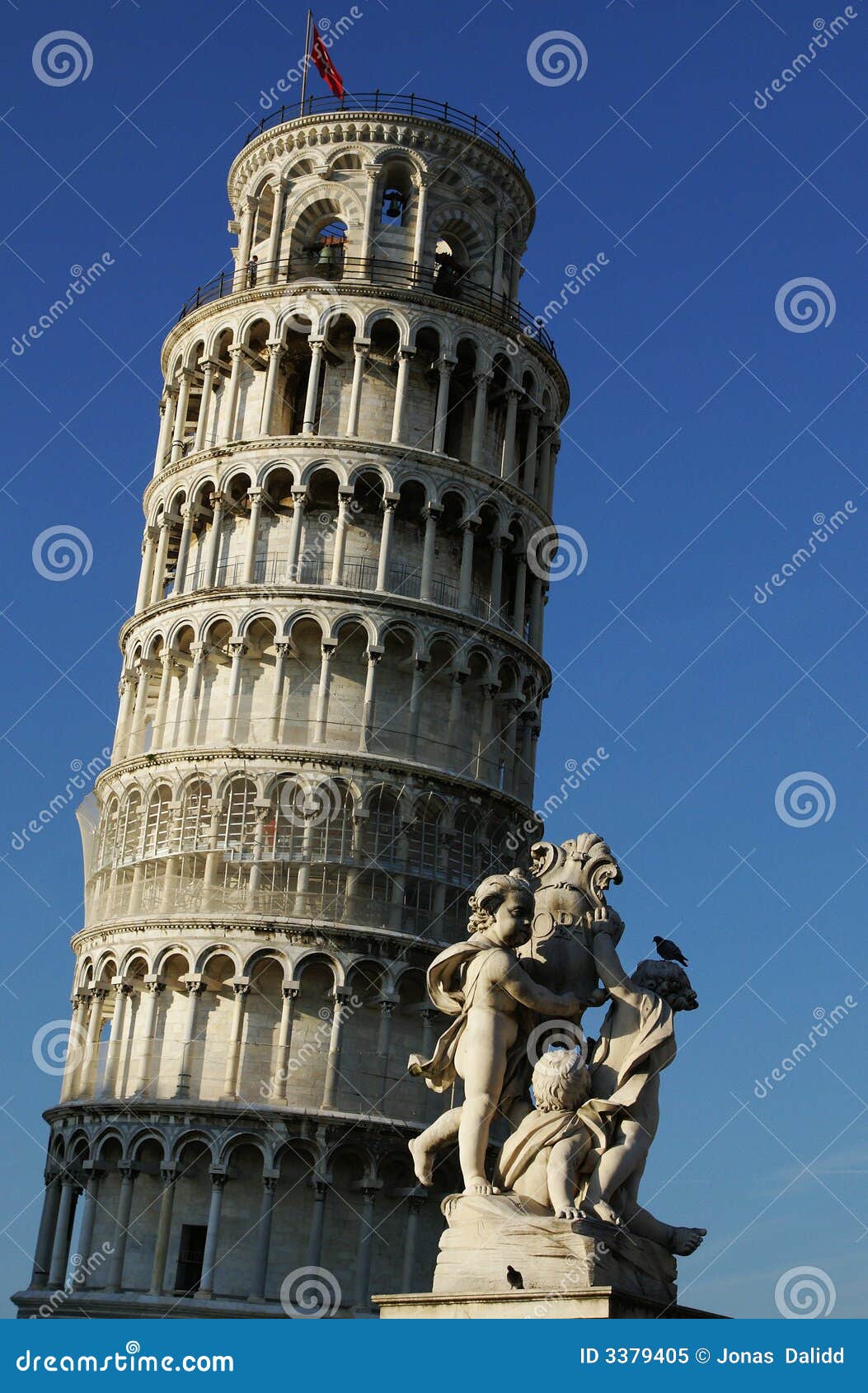 Leaning tower with statue stock image. Image of leaning - 3379405