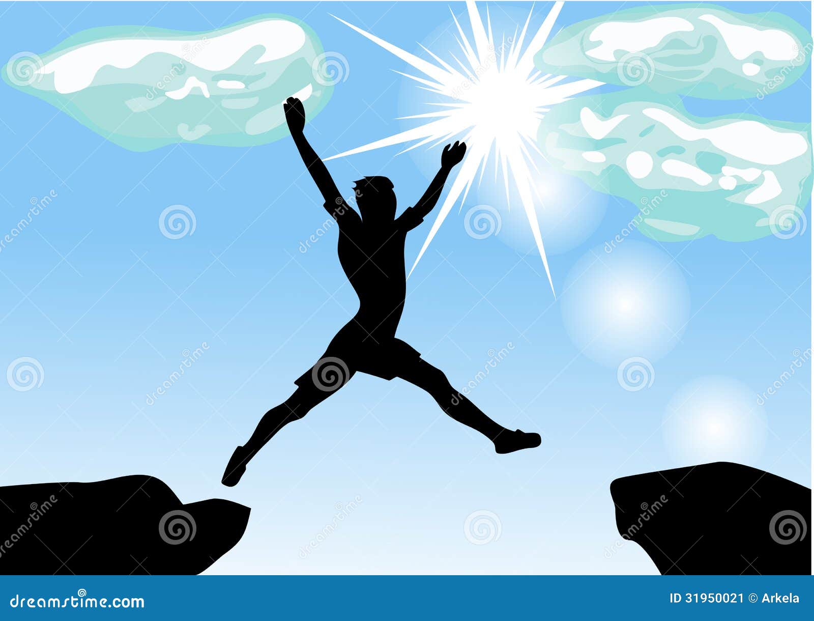 Leap across the chasm stock vector. Illustration of ravine - 31950021