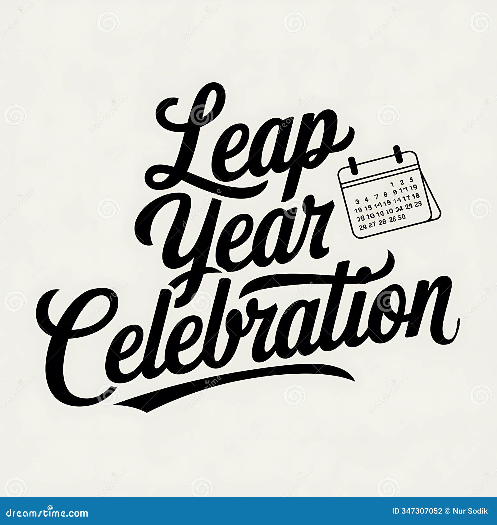 Leap Year Celebration Design Featuring Script Text and Calendar Stock ...
