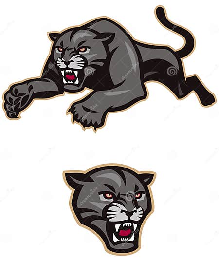 Leaping Black Panther stock vector. Illustration of furious - 23451307