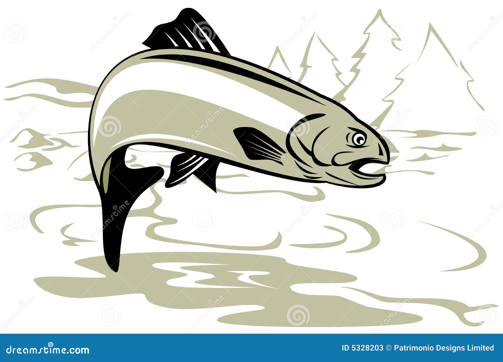 Leaping Brown Trout stock vector. Illustration of wildlife - 5328203