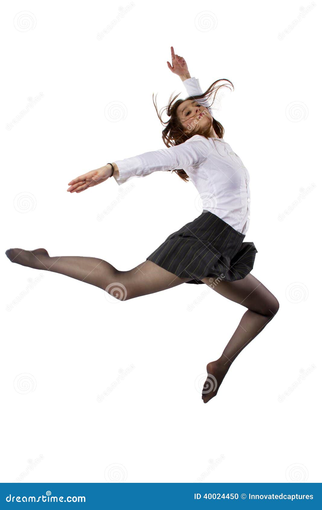 Leaping Businesswoman stock photo. Image of freedom, caucasian - 40024450