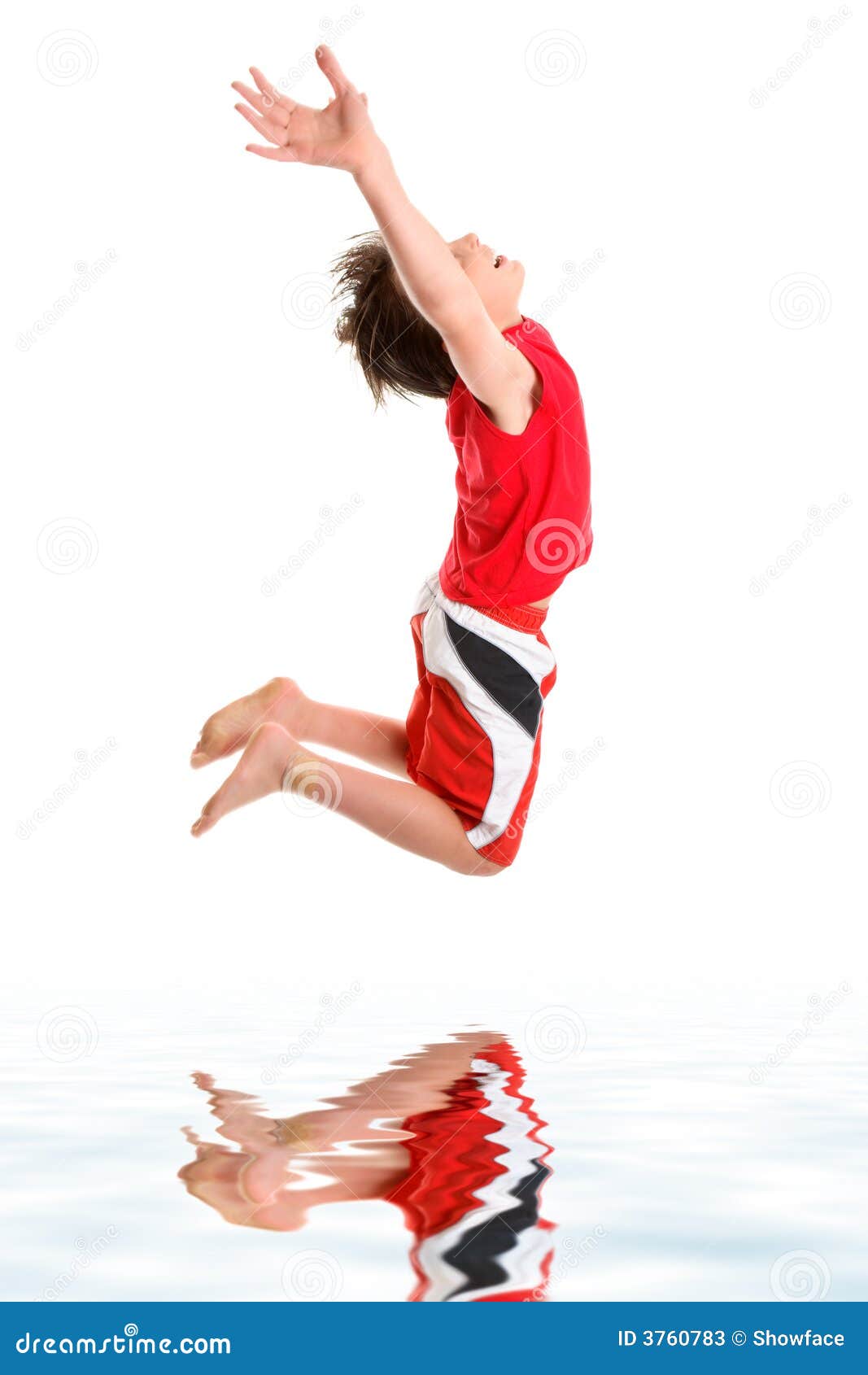 Leaping Child Hands Stretched To Sky Stock Image - Image of leisure ...