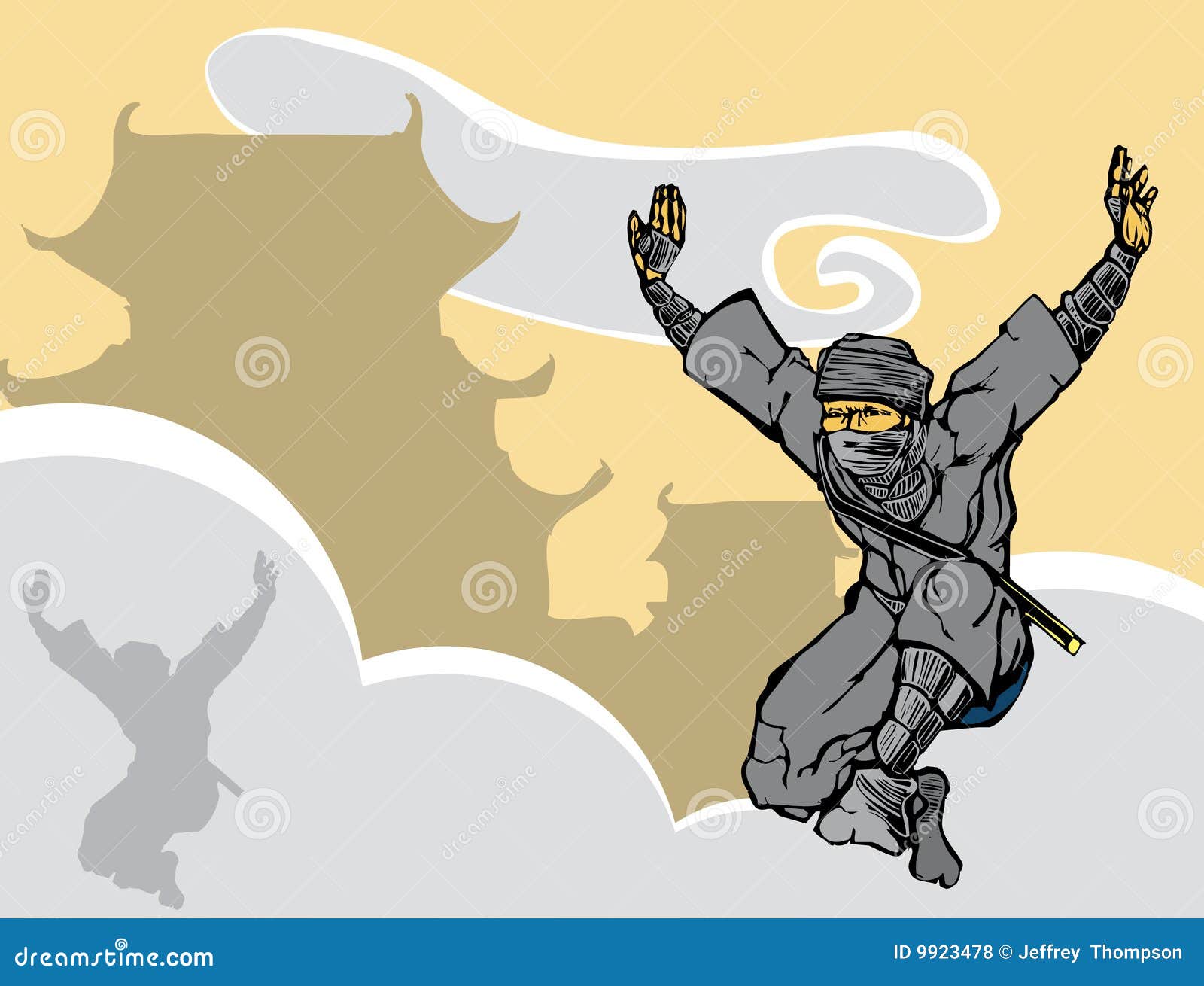 Leaping Ninja stock vector. Illustration of shadow, vector - 9923478