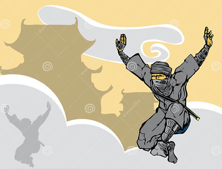 Leaping Ninja stock vector. Illustration of shadow, vector - 9923478