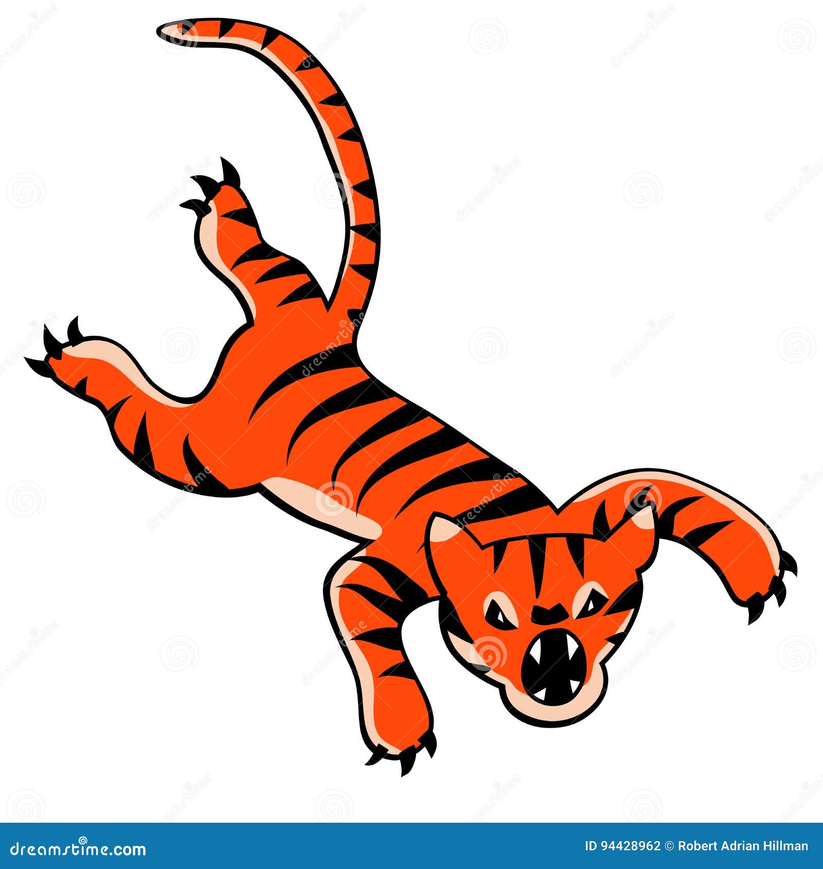 Leaping tiger cartoon stock vector. Illustration of cartoon - 94428962