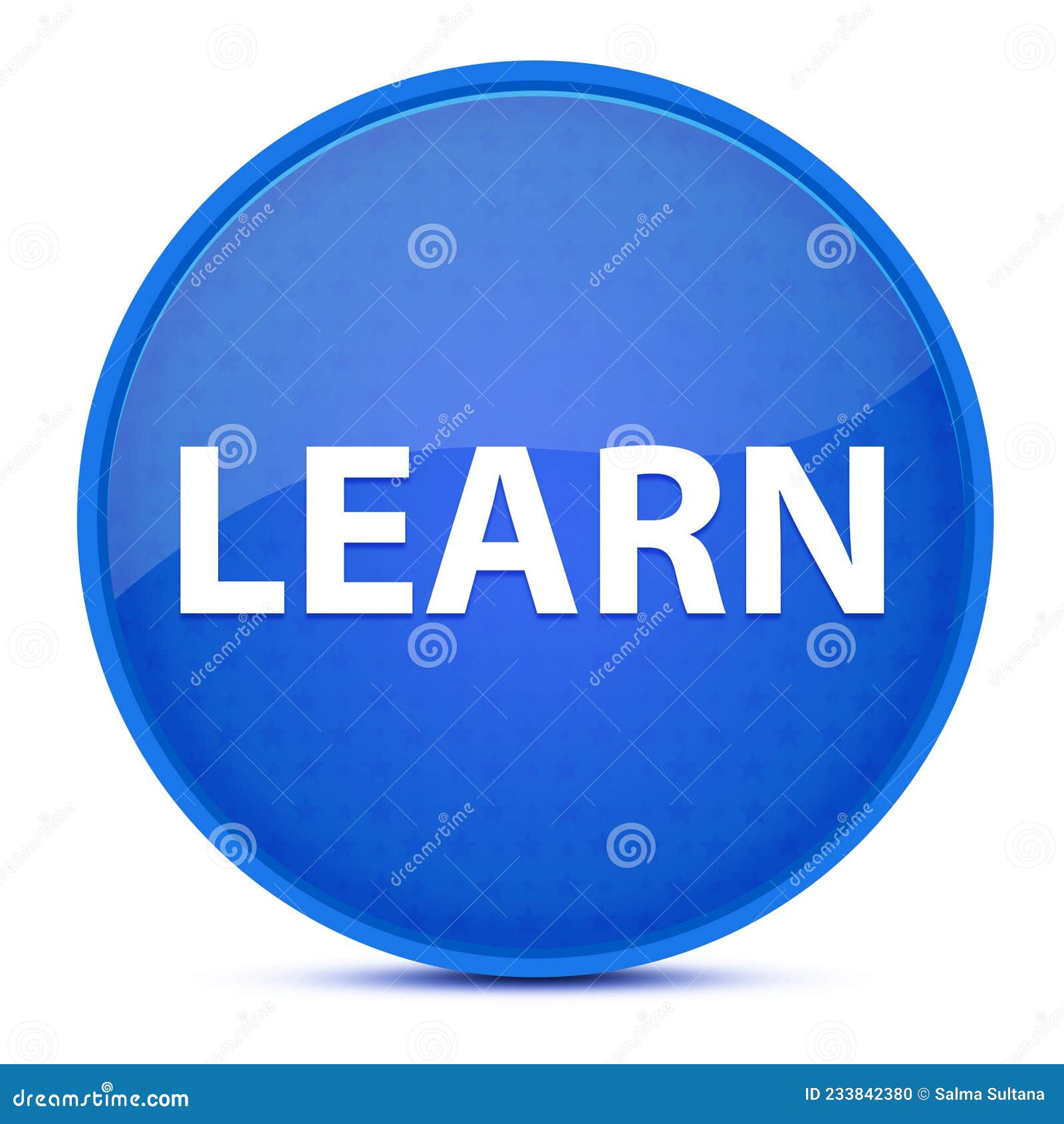 Learn Aesthetic Glossy Blue Round Button Abstract Stock Illustration ...