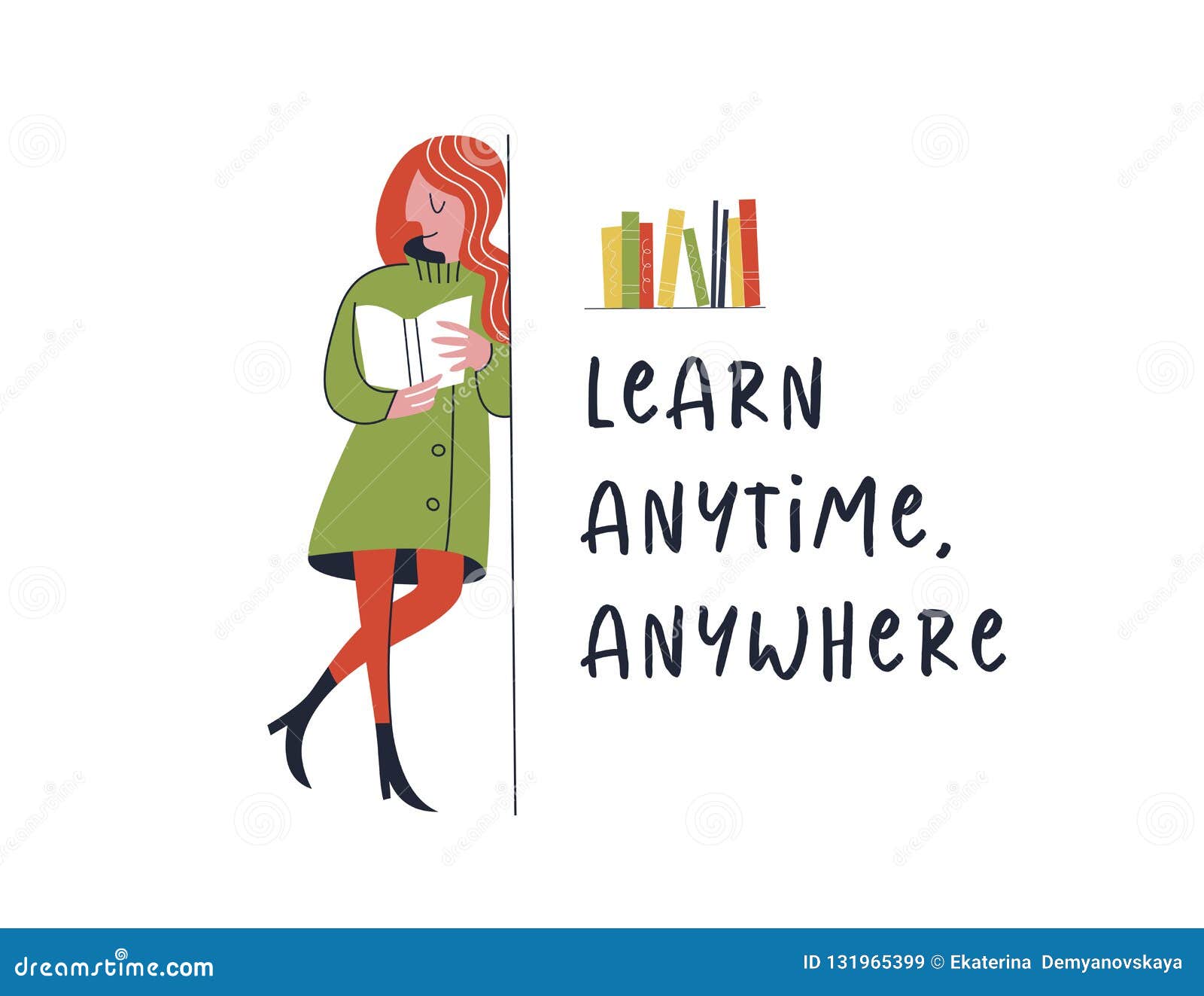 Learn Anytime Anywhere. Vector Illustration Stock Vector - Illustration ...