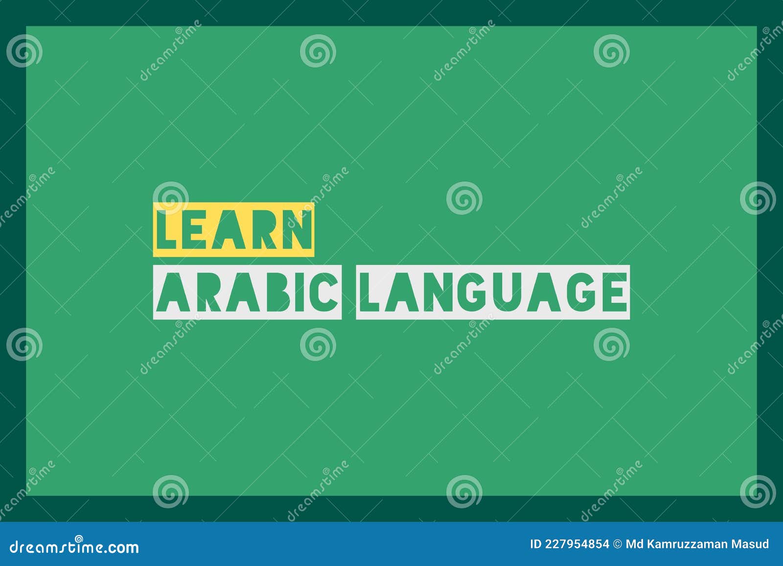 Learn Arabic Language Typography on Green Background.Â Stock Vector ...