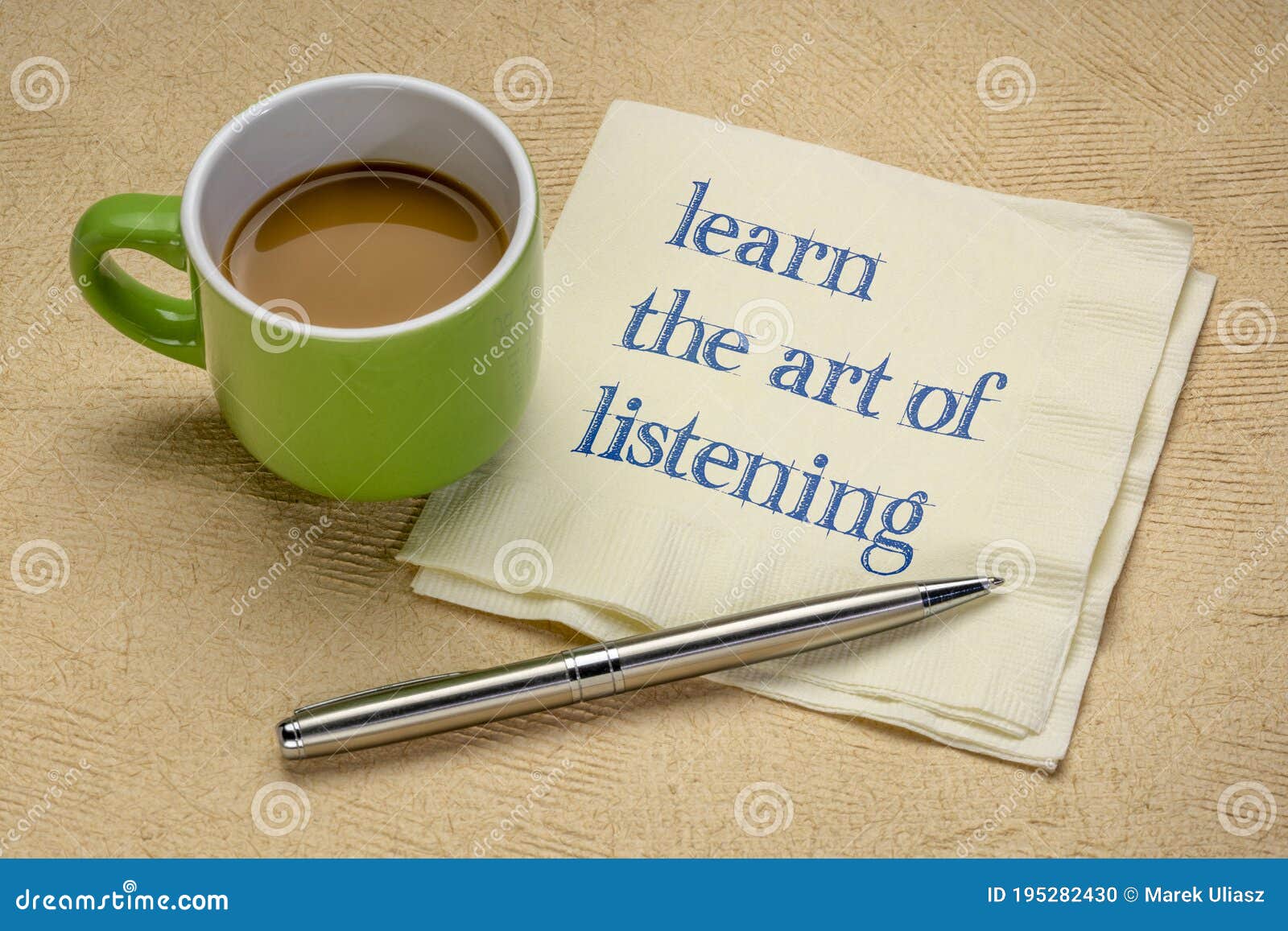 Learn the Art of Listening Inspirational Note Stock Photo - Image of ...