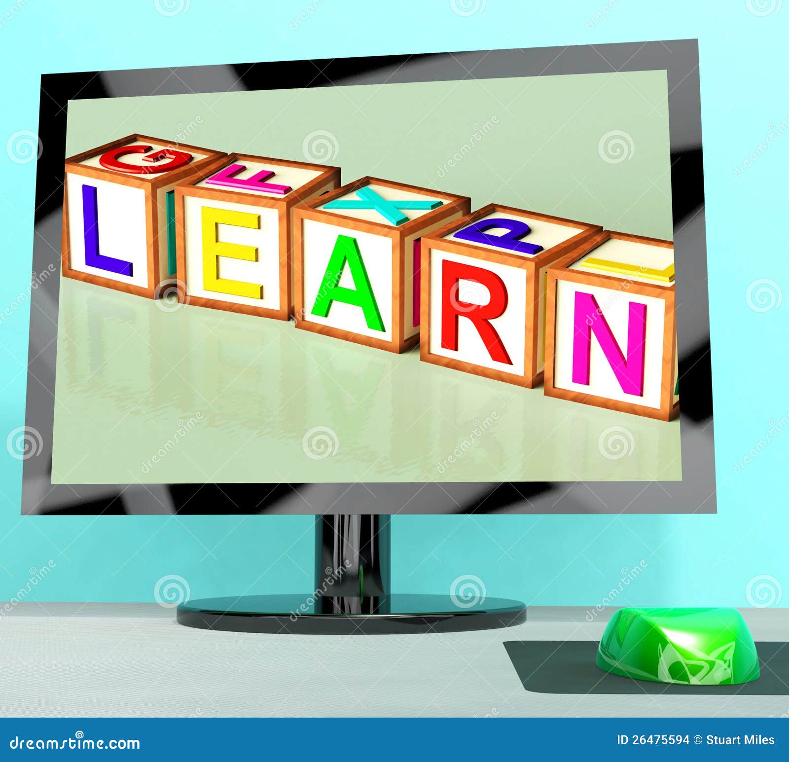 Learn Blocks on Computer Screen Stock Photo - Image of childrens ...