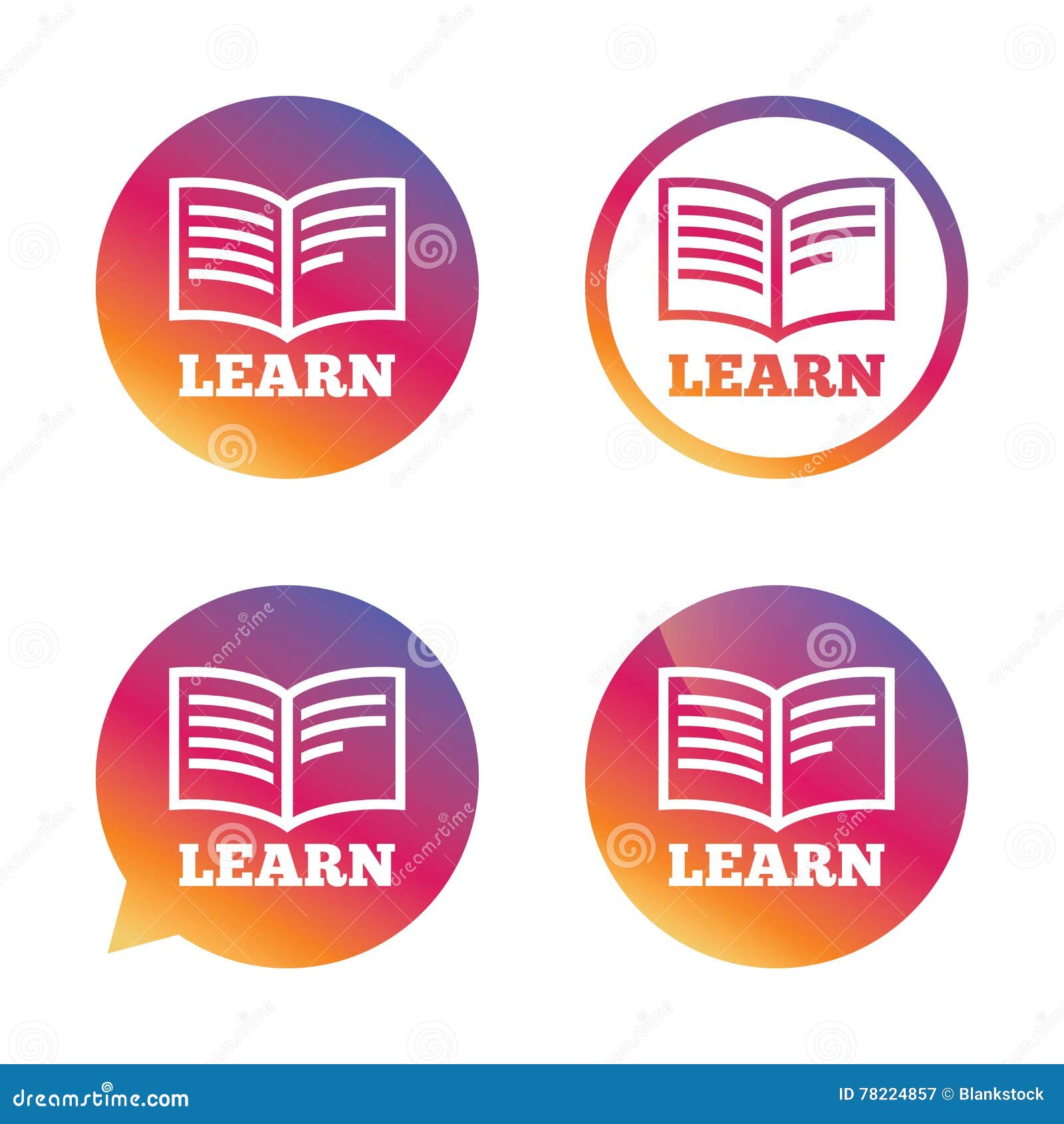 Learn Book Sign Icon. Education Symbol Stock Vector - Illustration of ...